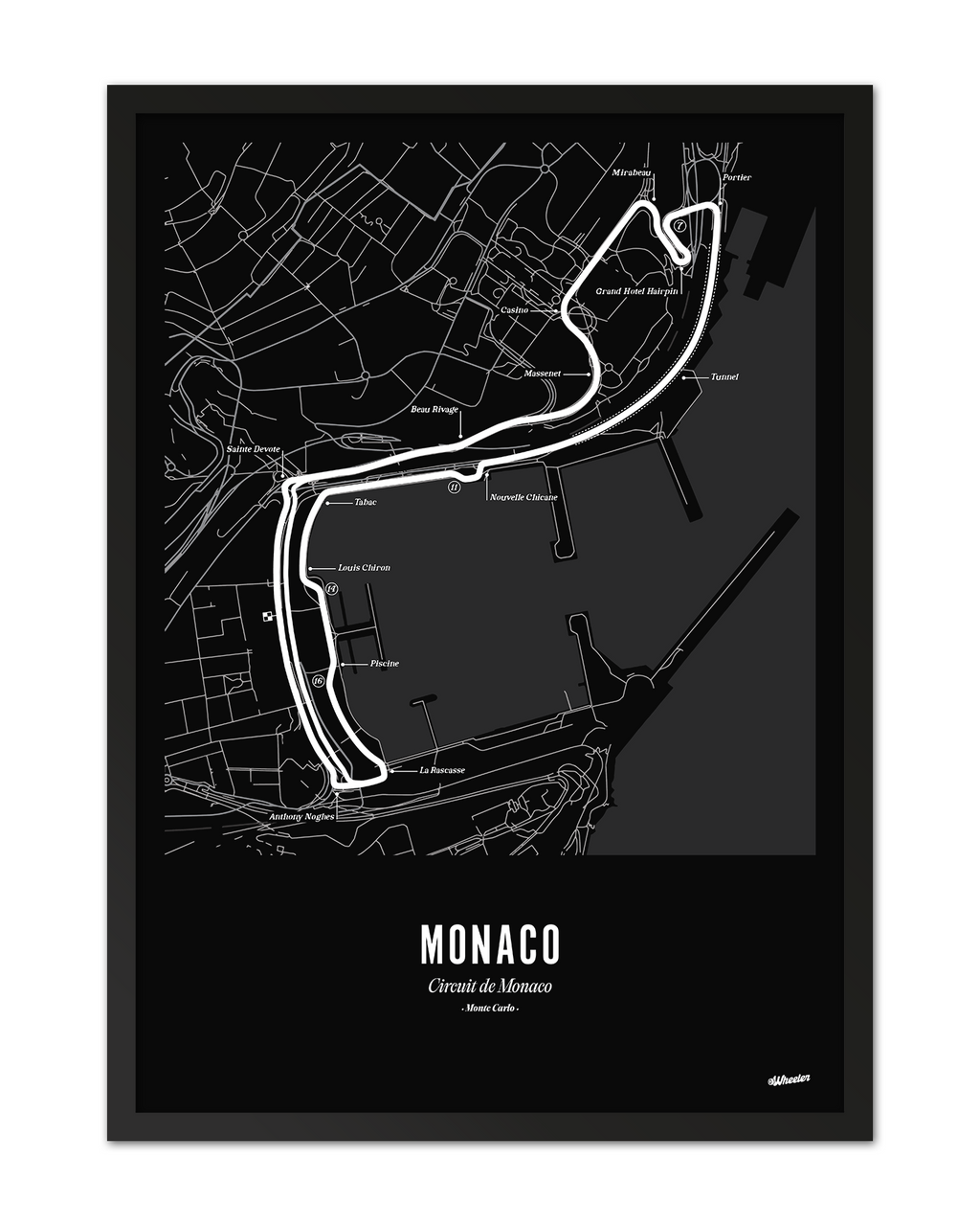 Monaco F1 Circuit Print - Black Map – Wheeler