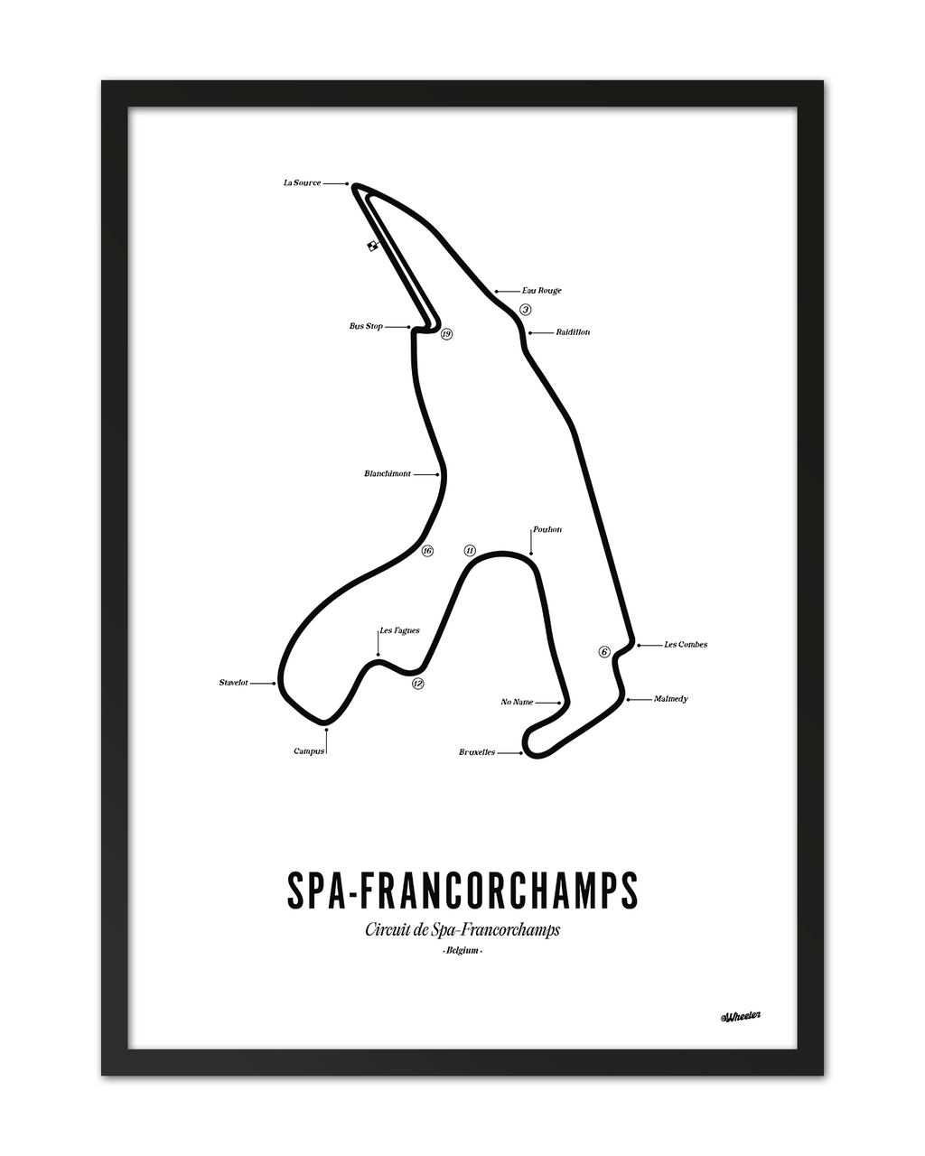 Spa-Francorchamps F1 Circuit Print - White – Wheeler
