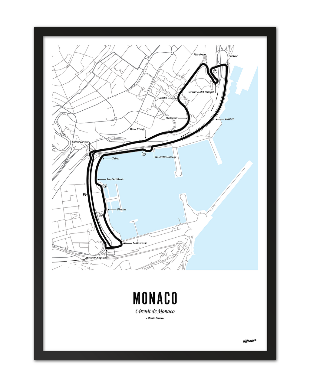 Monaco F1 Circuit Print - White Map – Wheeler